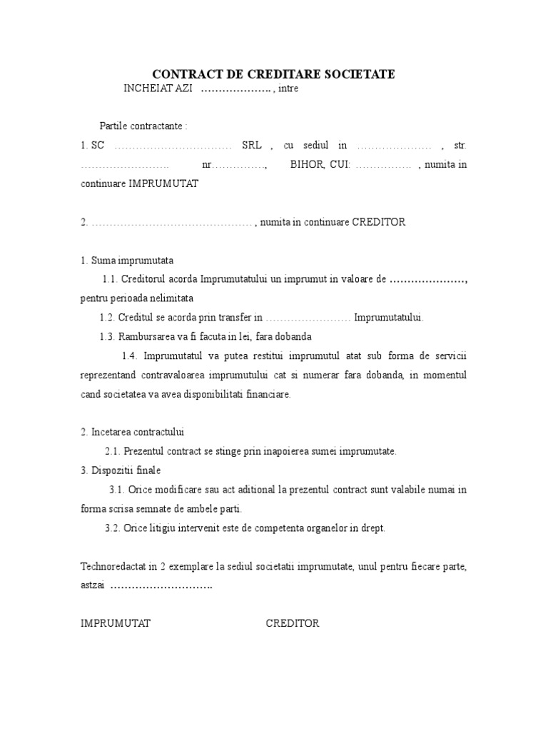 Contract de Creditare Societate | PDF