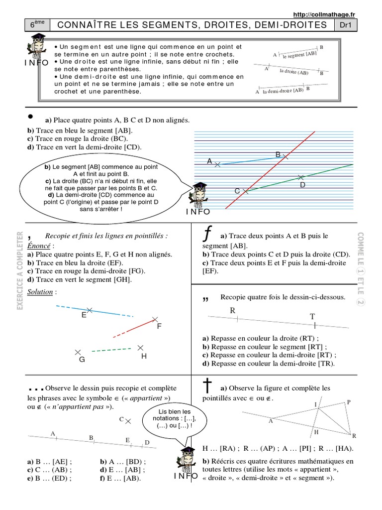 dr1 Connaitre Les Segments Droites Et Demi-Droites | PDF