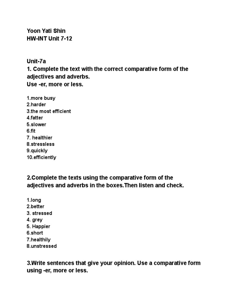 Comparative and Superlative Adjectives and Adverbs: A Guide to Using ...