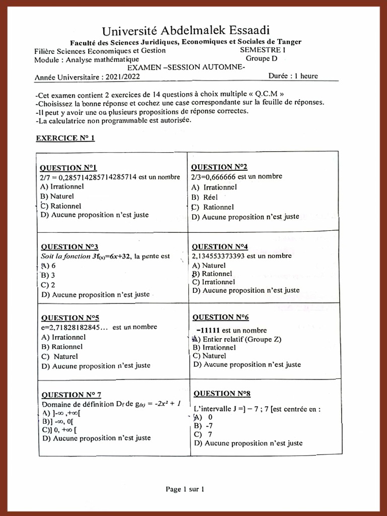 Examen Math | PDF
