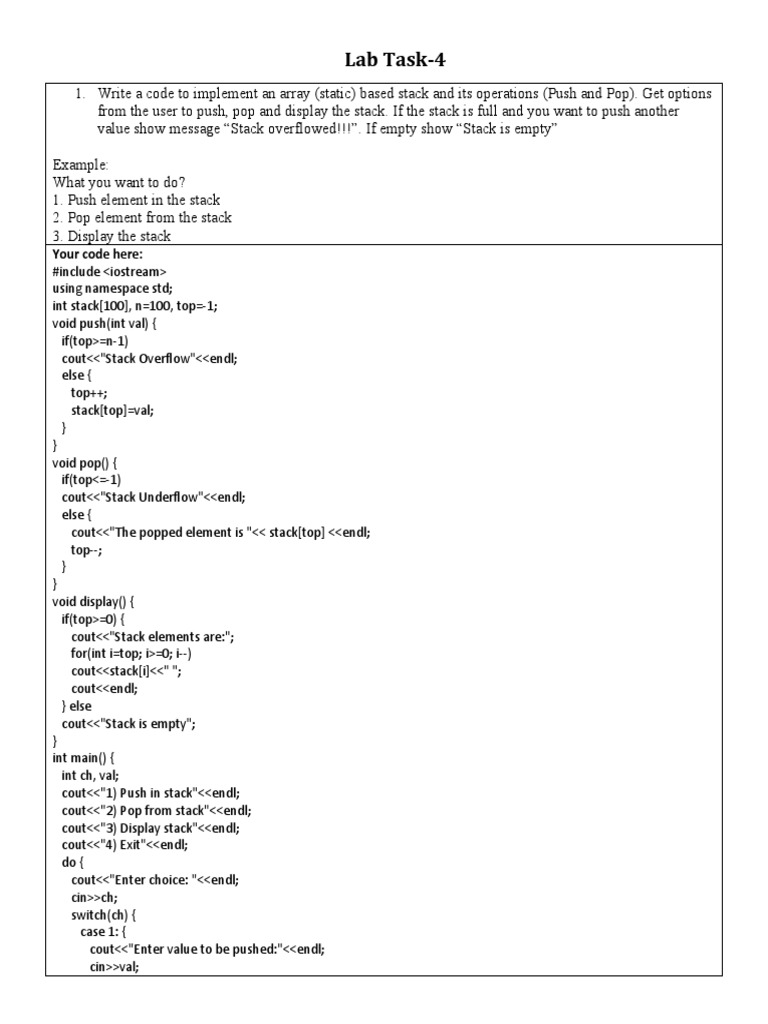 Ds Lab Fall 2022 23 Lab Task 4 Pdf Queue Abstract Data Type Computer Engineering