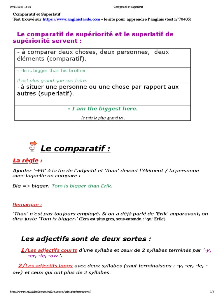 Comparatif Et Superlatif | PDF