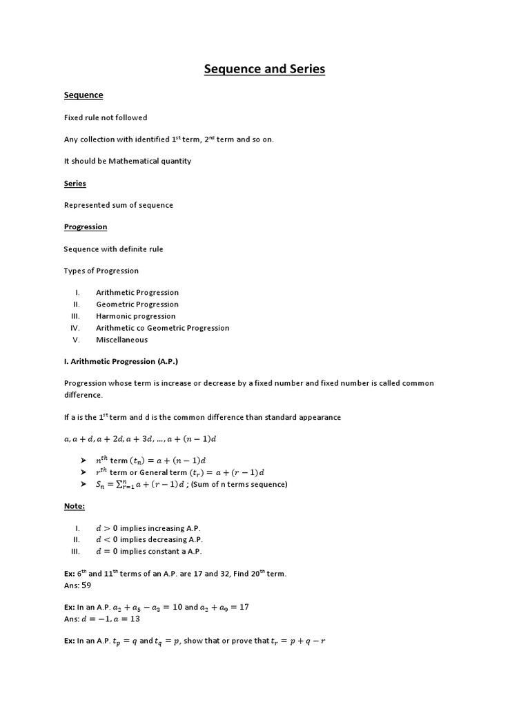 Sequence and Series Theory | PDF