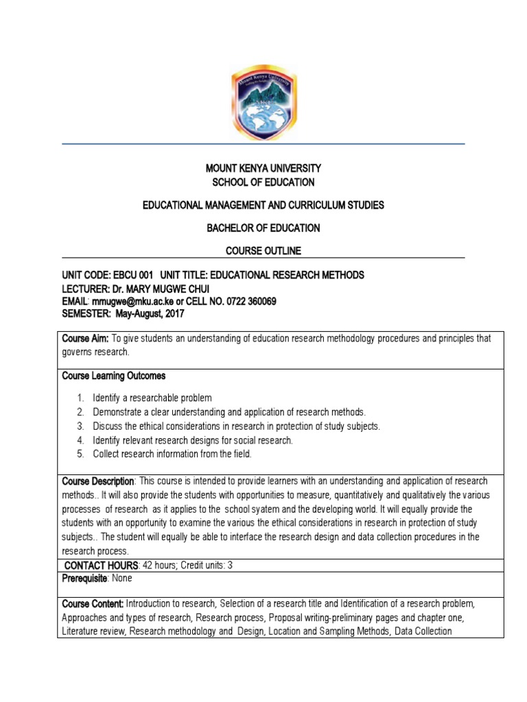 Research Method in Education Course Outline-2 | PDF | Evaluation ...