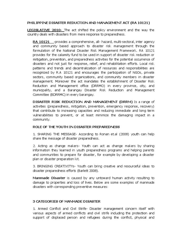 Philippine Disaster Management Act Overview | PDF | Emergency ...