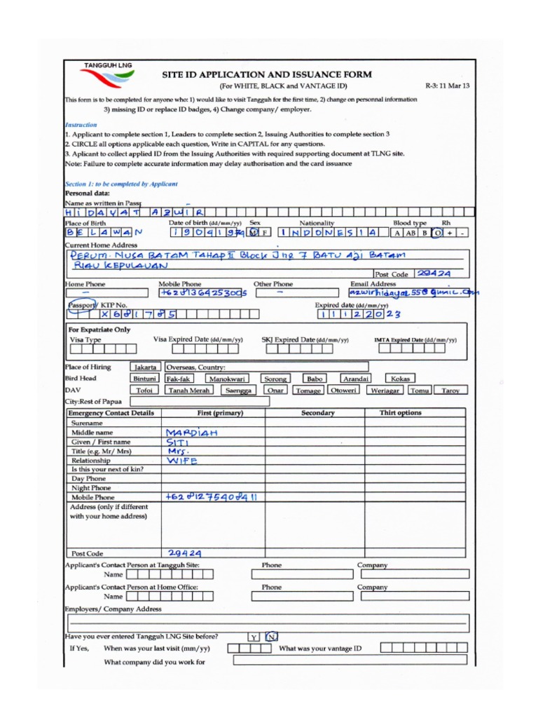 BP Vantage ID Reg Form | PDF