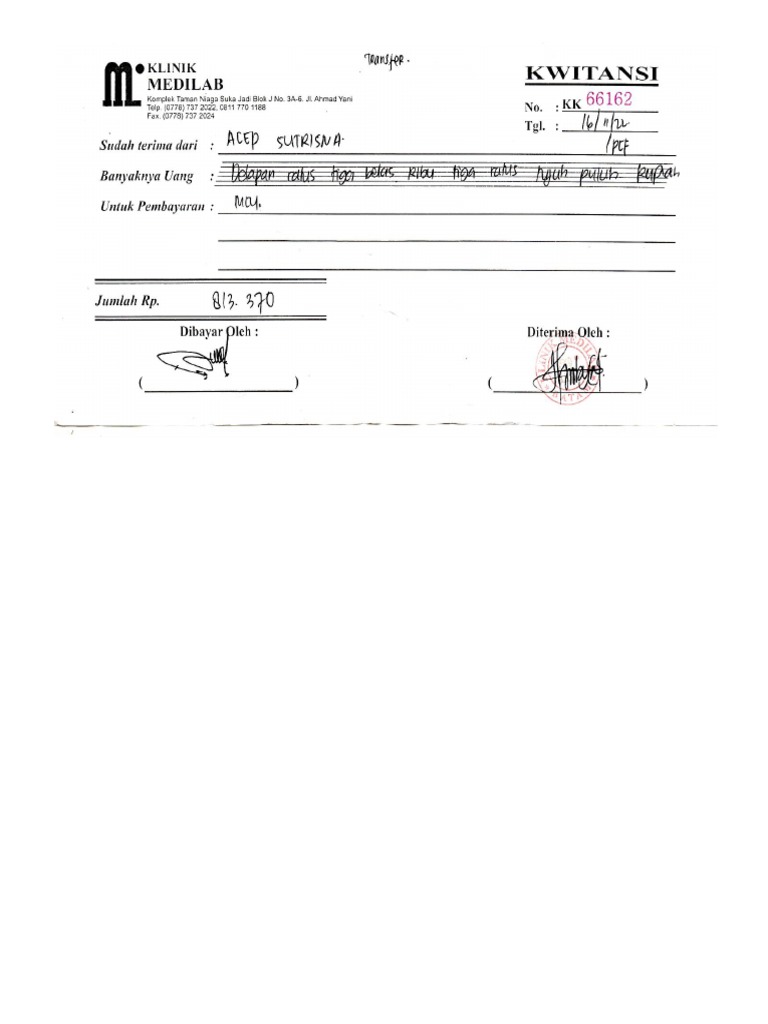 Kwitansi Medilab Acep | PDF