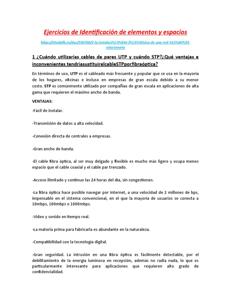 Ejercicios de Identificación de Elementos y Espacios | PDF | Fibra ...