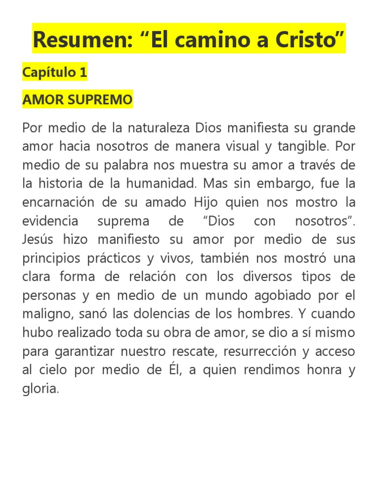 Resumen Libro Camino A Cristo | PDF