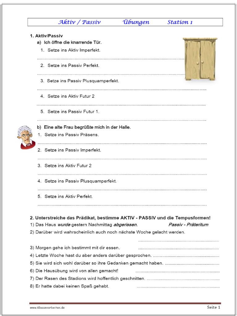 Aktiv - Passiv Übungen Station 1 - PDF Kostenfreier Download | PDF