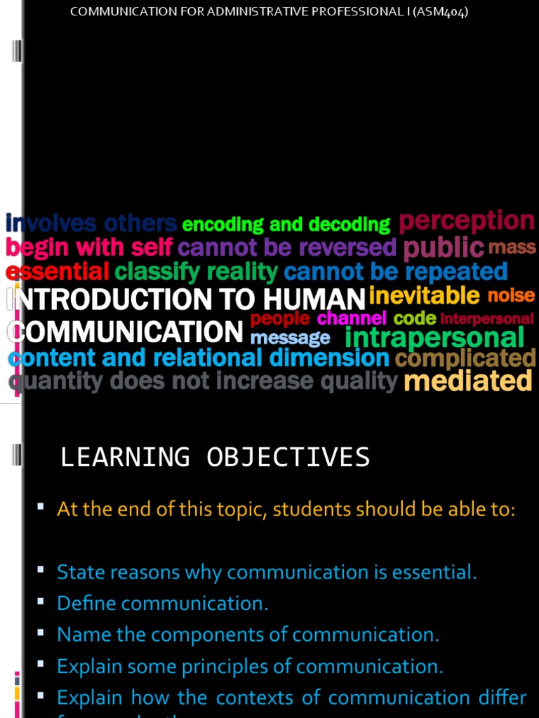 TOPIC 1 - Introduction To Human Communication | PDF | Communication | Nonverbal Communication