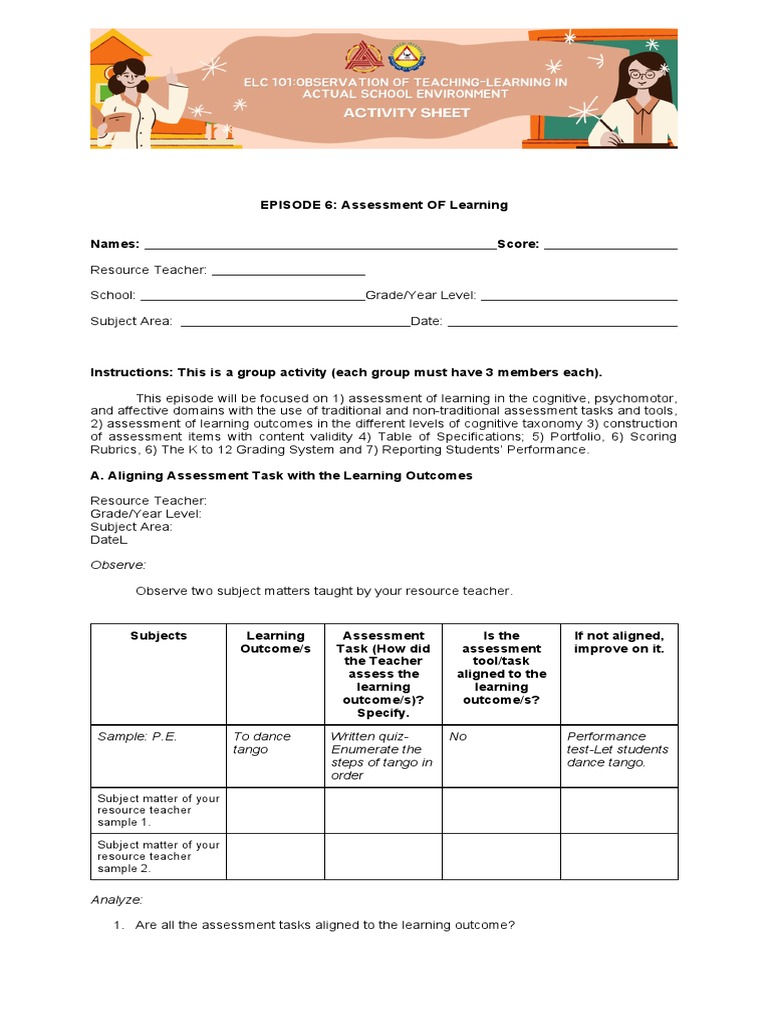ELC 101 WORKSHEET 6 Semi Final 1 | PDF