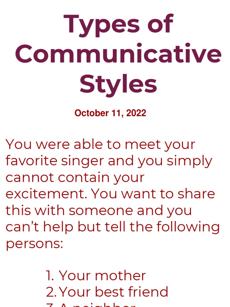 Communicative Styles | PDF | Communication | Cognitive Science