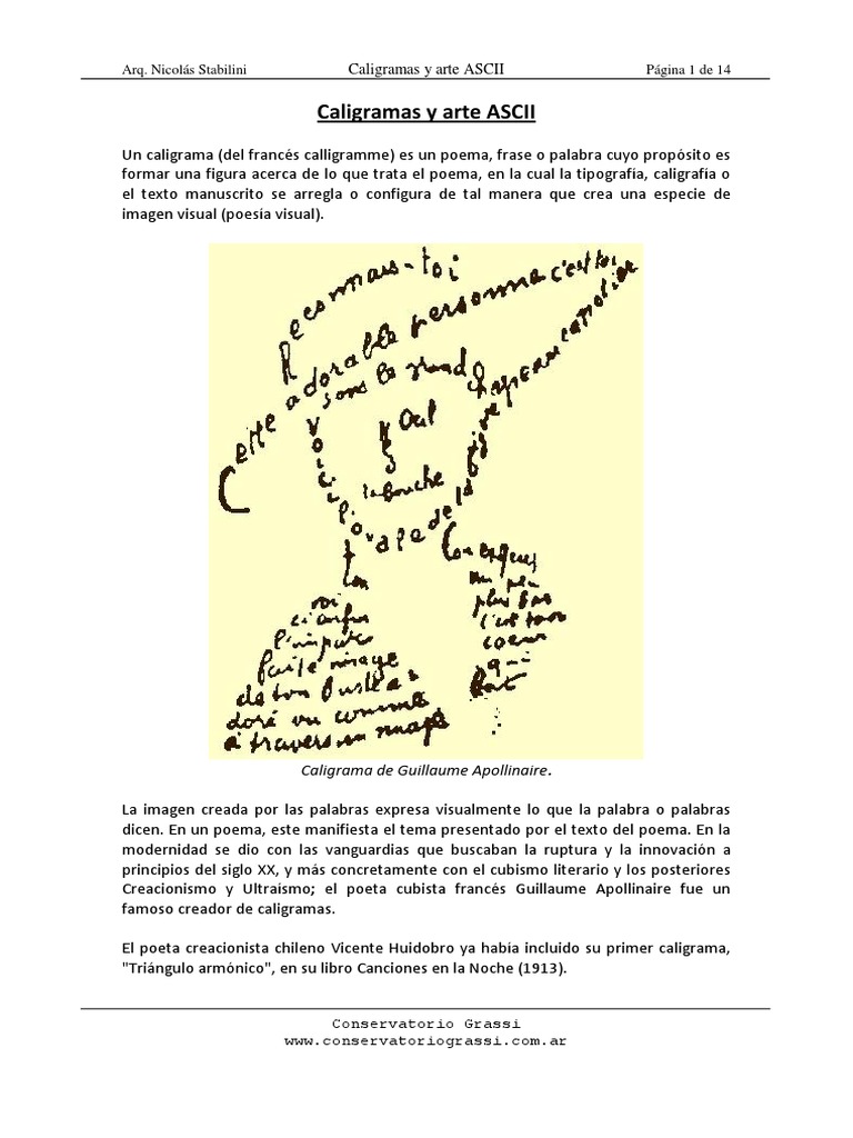 Caligramas y Arte ASCII: Innovación Visual | PDF | Las artes | Escritura