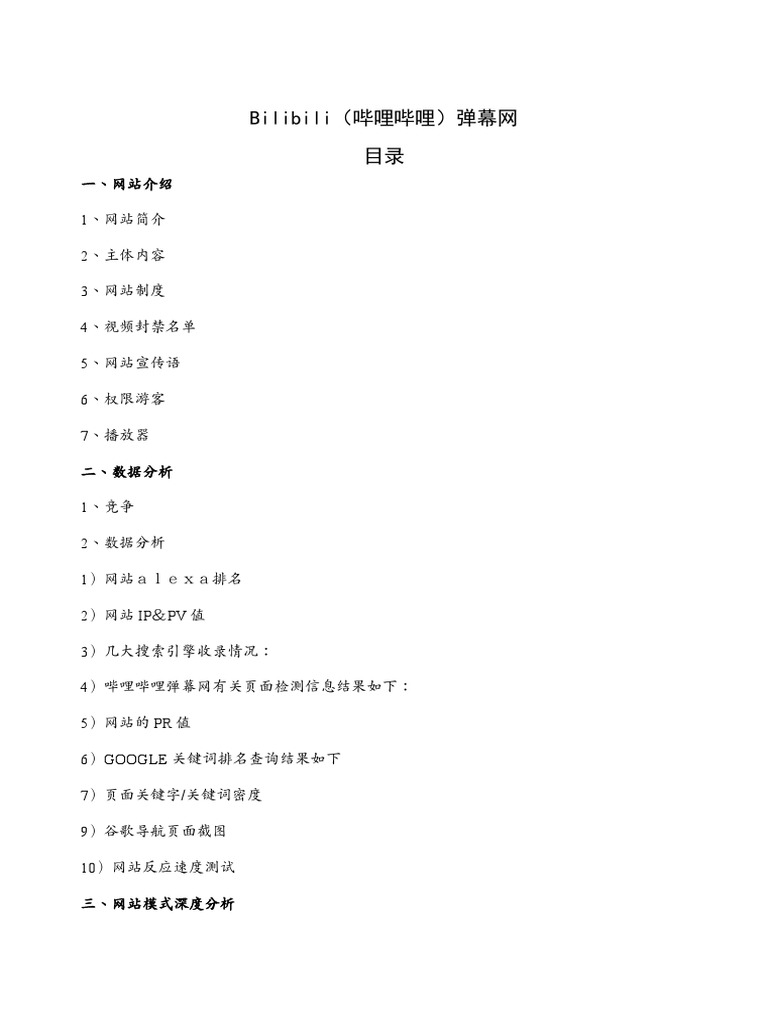 Bilibili Website Analysis | PDF