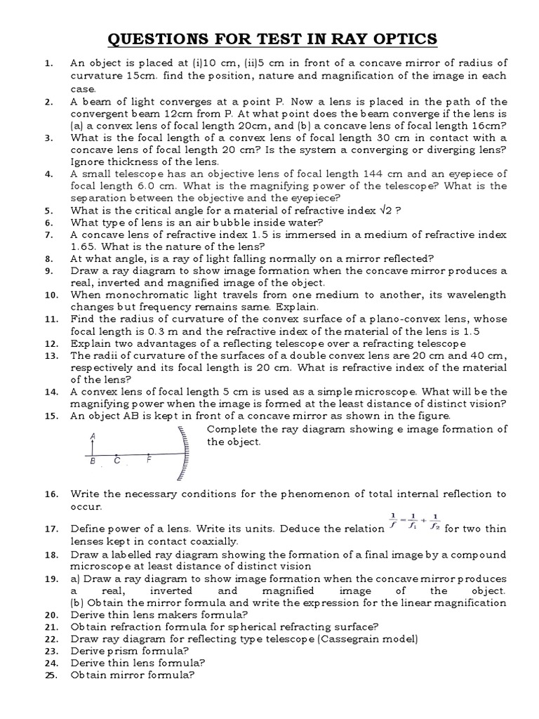 Test - Ray Optics-2022 | PDF