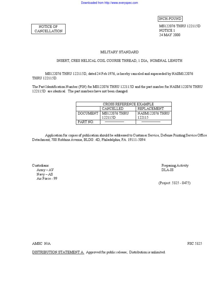 Cancellation of MS122076 Standard | PDF