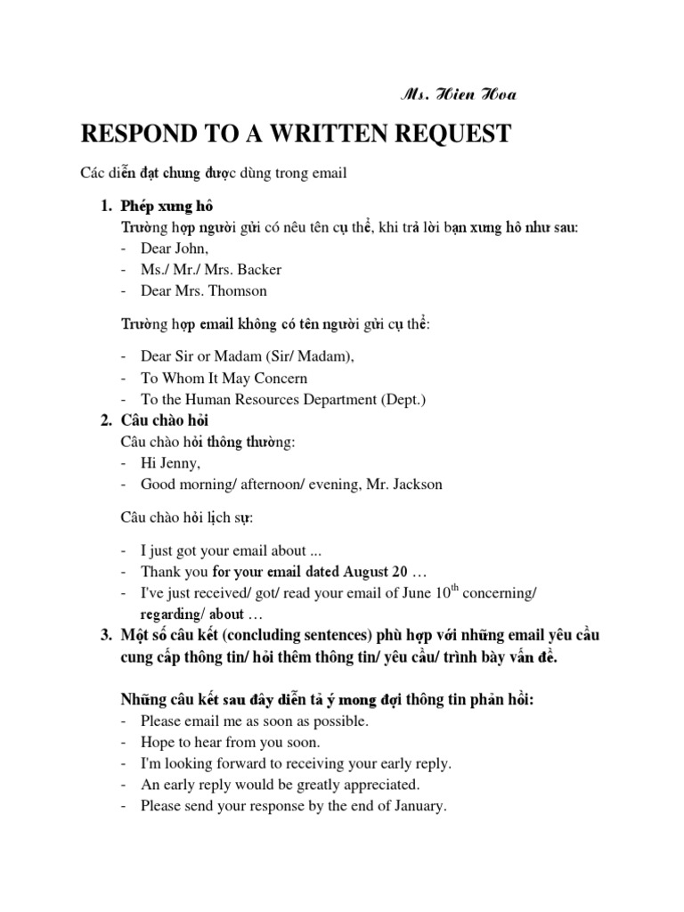 Respond To A Written Request | PDF