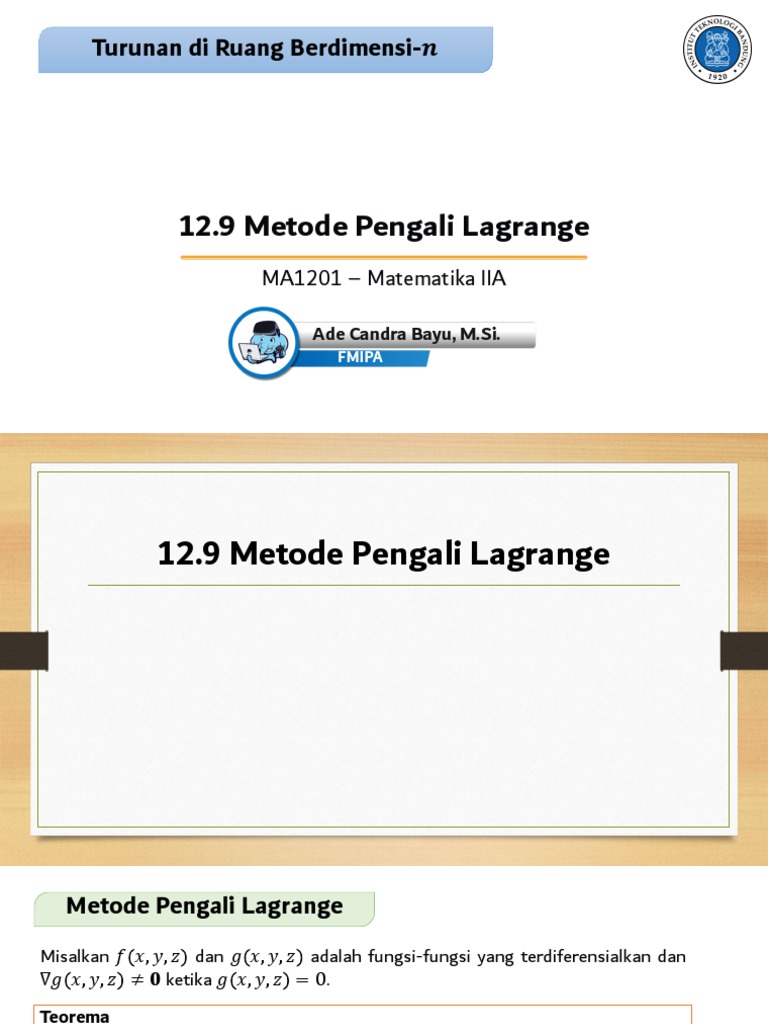 Metode Pengali Lagrange dalam Matematika | PDF