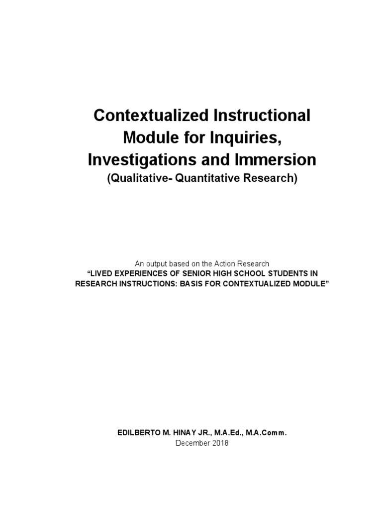 Contextualized Research Module | PDF | Science & Mathematics