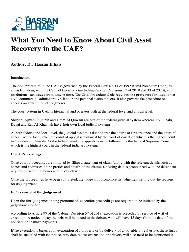 What You Need To Know About Civil Asset Recovery in The UAE | PDF ...