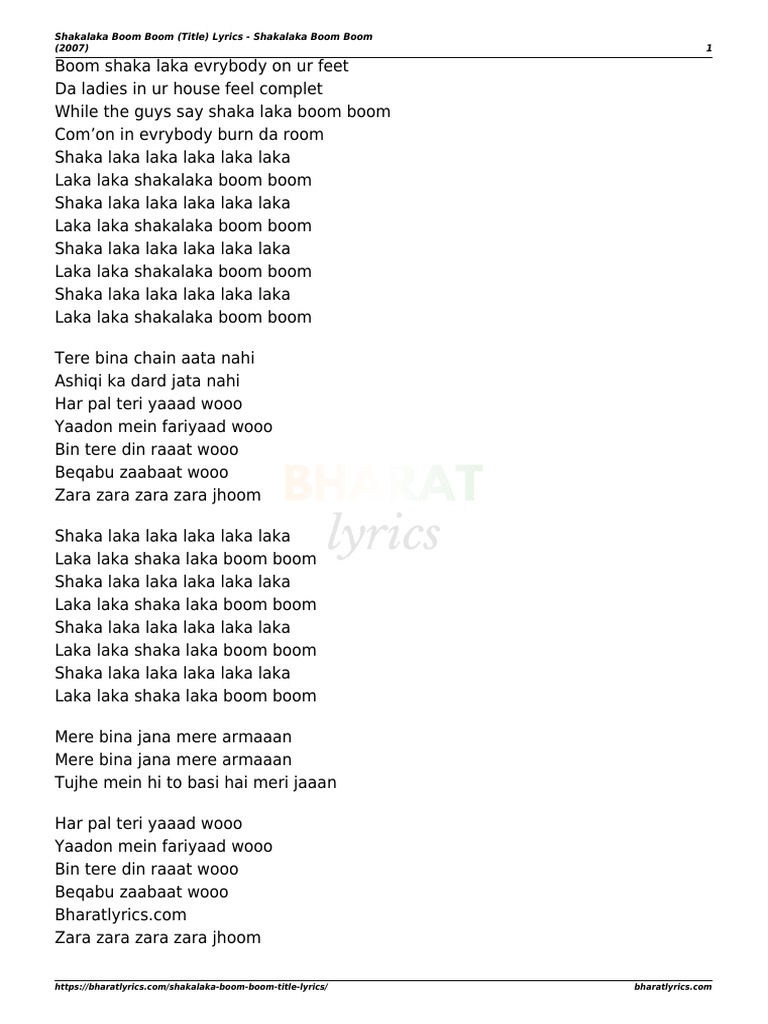 Shakalaka Boom Boom Title Lyrics | PDF