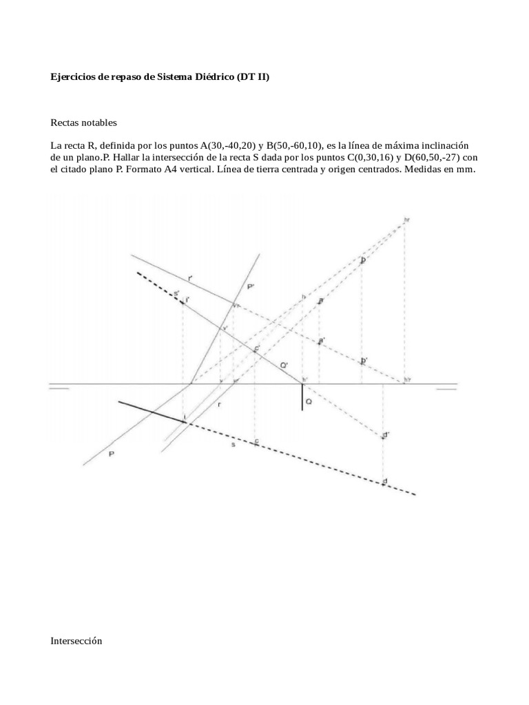 Ejercicios de Repaso Diedrico DT II | PDF