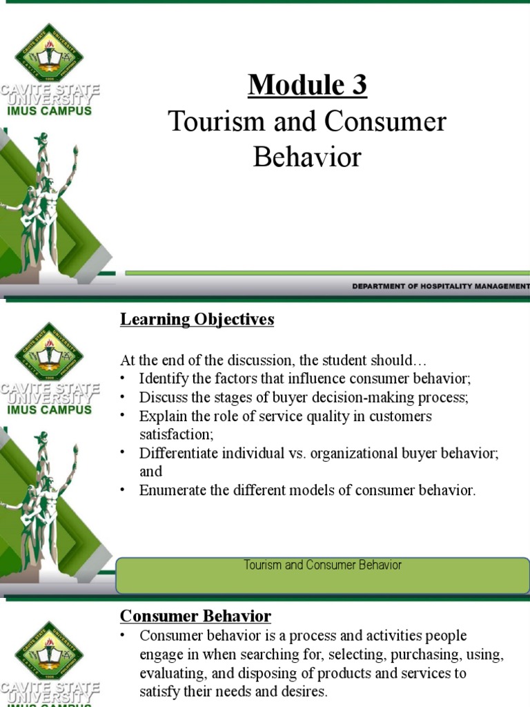 Module 3. Tourism and Consumer Behavior | PDF