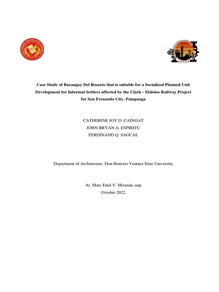 Case Study of Barangay Del Rosario That Is Suitable For A Socialized ...