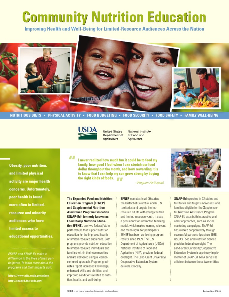 Community Nutrition Education Programs | PDF | United States Department ...