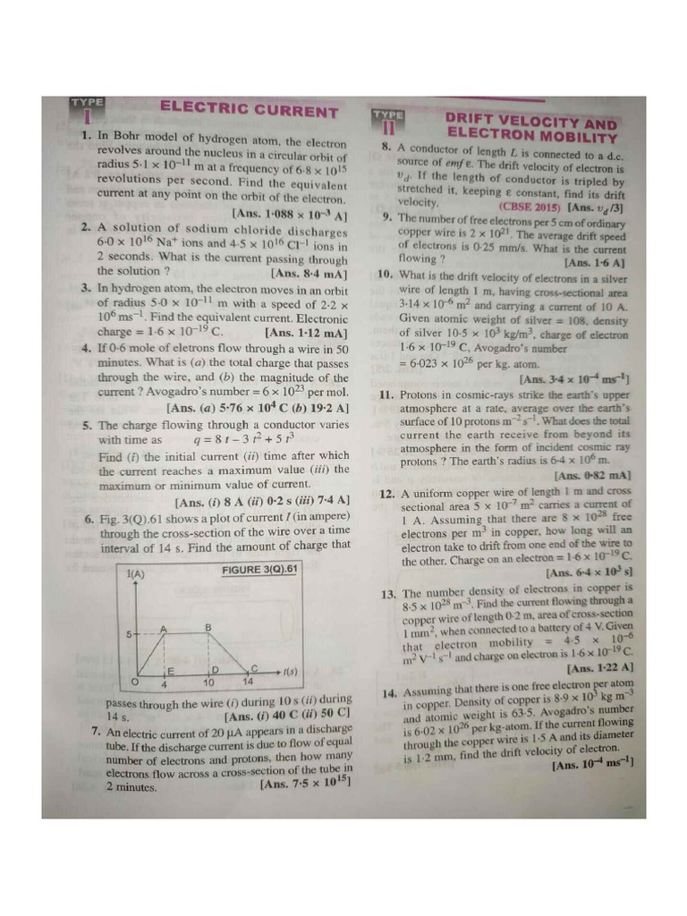 Exercise of Current Electricity (H.W) | PDF