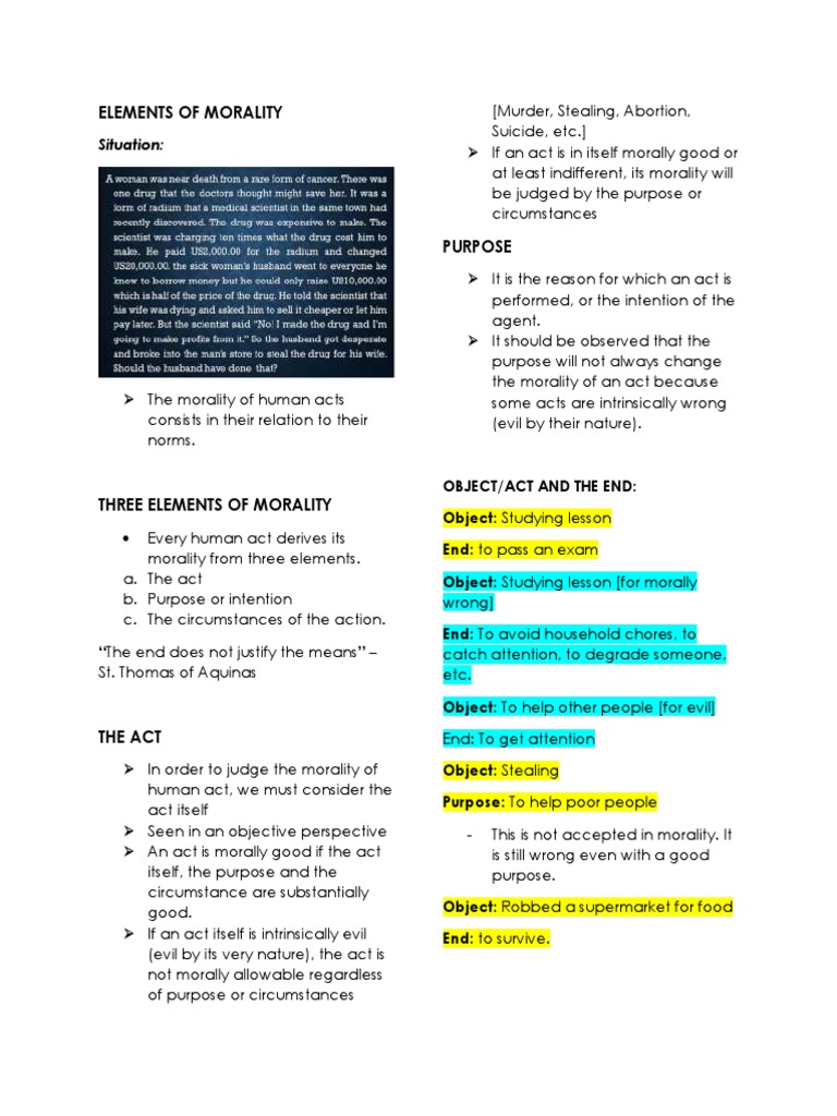 Lesson 5 (Elements of Morality) | PDF