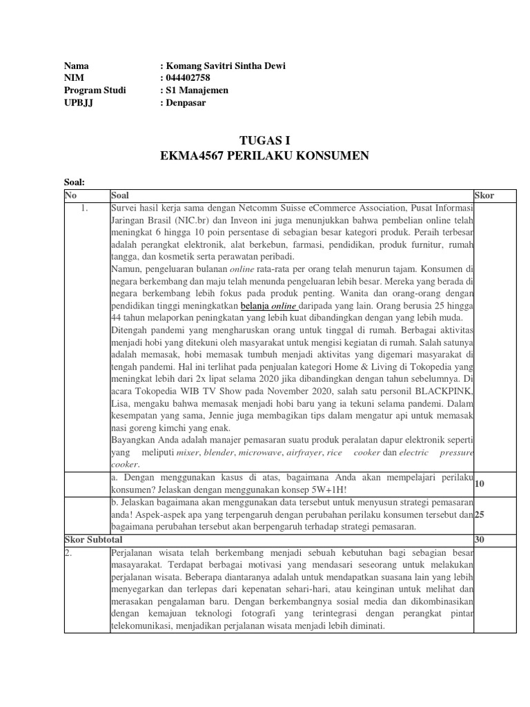 EKMA4567 - Tugas1 - Komang Savitri Sintha Dewi | PDF