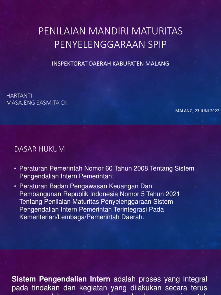 Penilaian Mandiri Maturitas Penyelenggaraan Spip | PDF | Bisnis