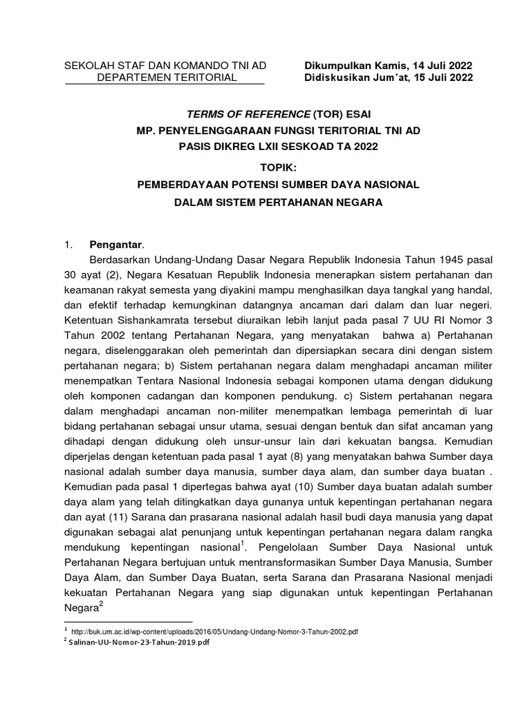 Tor Pembinaan Teritorial Jadi Ok | PDF