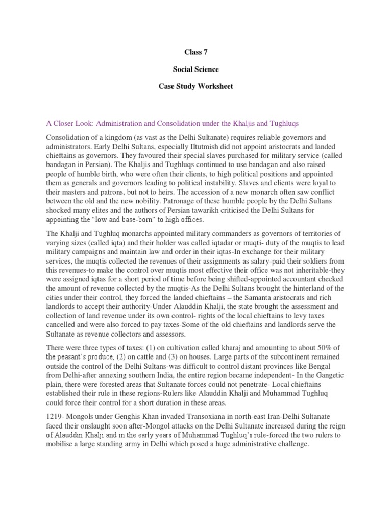 Class 7 Case Study | Pdf