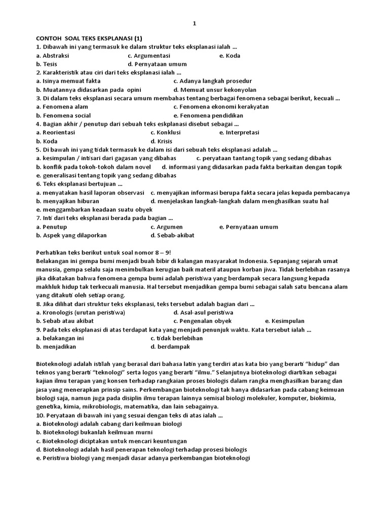 Contoh Soal Teks Eksplanasi | PDF