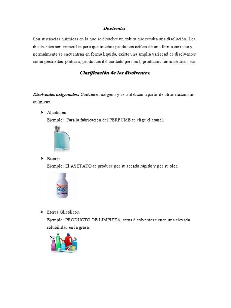 Clasificación y usos de disolventes | PDF