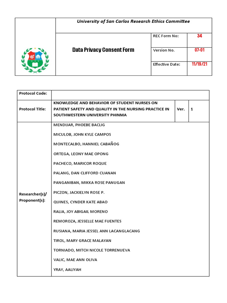 USC Data Privacy Consent Form | PDF | Privacy | Information