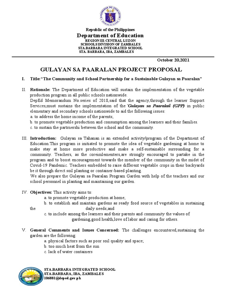 GPP-Project Proposal 2021-2022 | PDF | Foods