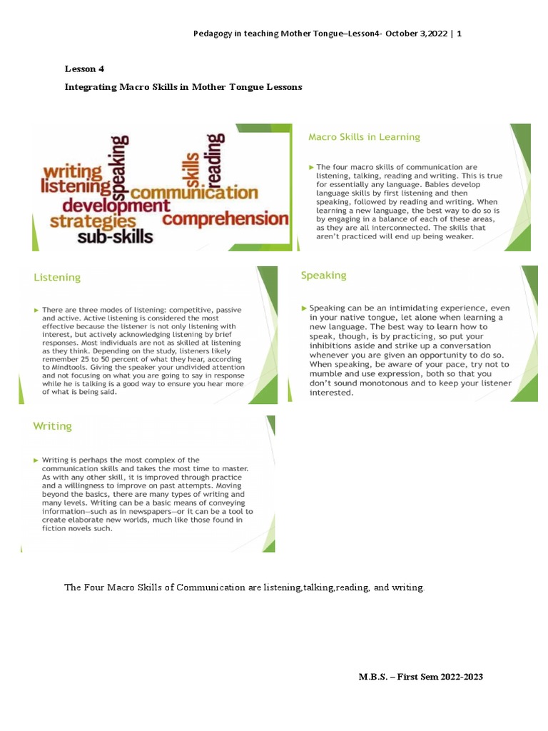 Lesson 4 - MTB | PDF | Communication | Speech