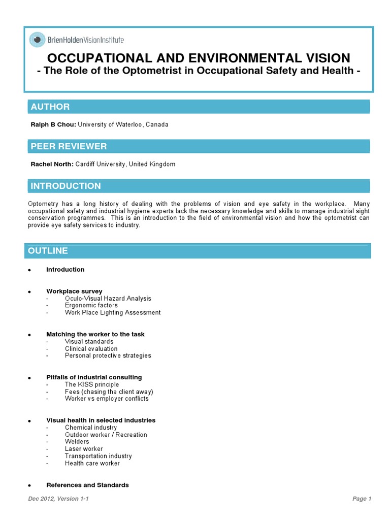 Ccupational and Environmental Optometry | PDF | Ozone Depletion ...