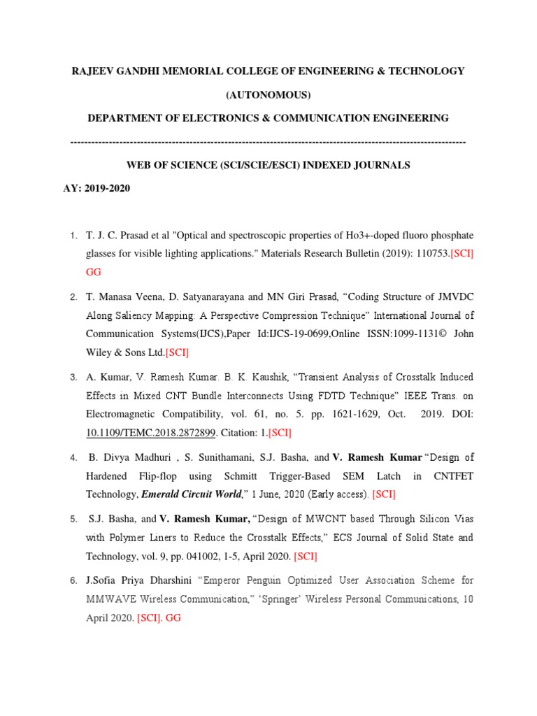 ECE - Web of Science Ay 2019-20 | PDF | Mosfet | Electrical Engineering