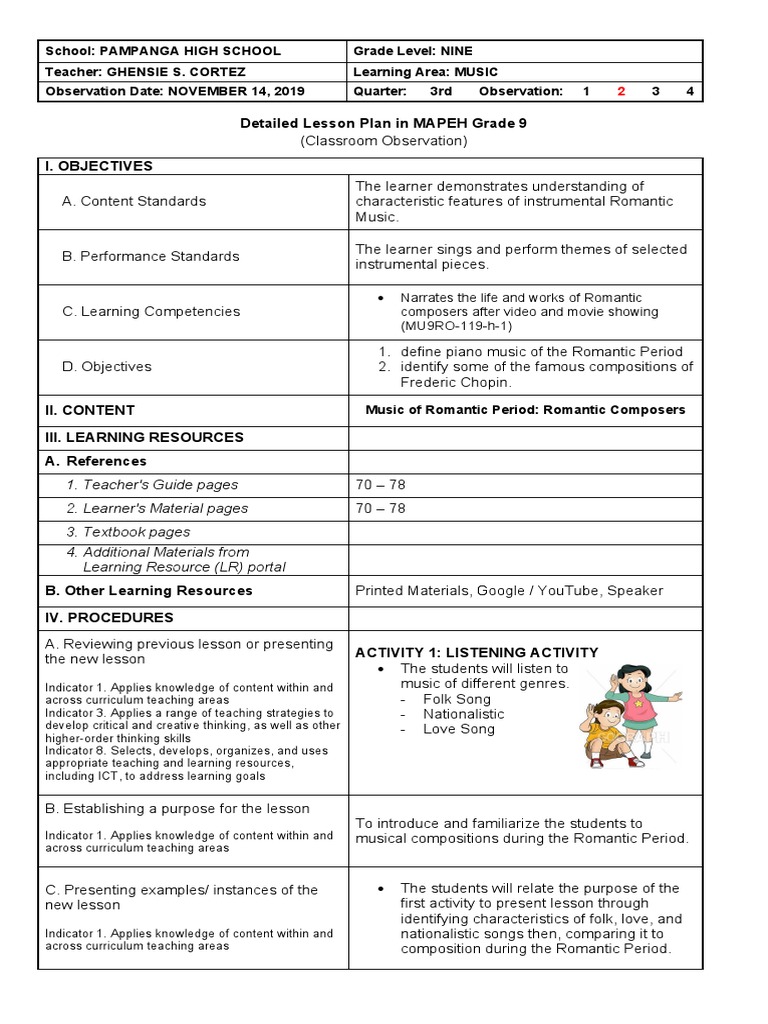 COT 3rd Quarter DLL MUSIC | PDF | Teaching Method | Curriculum