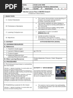 Lesson Plan - PE 9 - Quarter 4 - ACTIVE RECREATION | PDF | Physical Education | Behavior ...