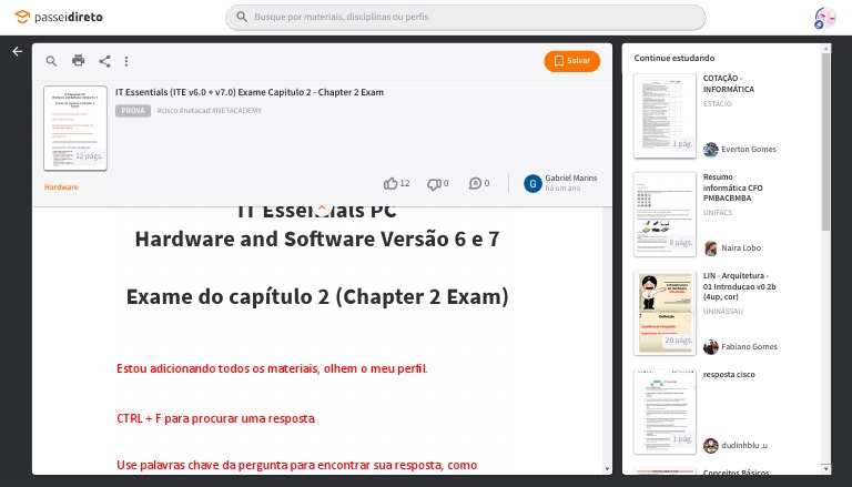 IT Essentials (ITE v6.0 + v7.0) Exame Capitulo 2 - Chapter 2 Exam - Passei Direto | PDF ...