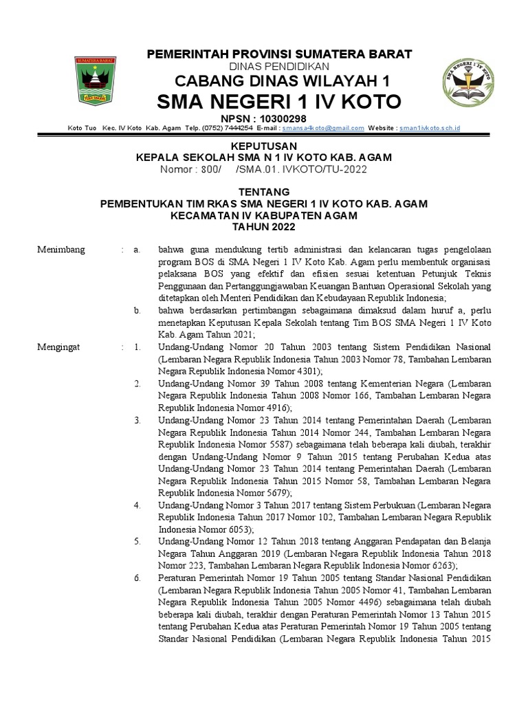 SK Tim Bos 2022 | PDF | Griya & Taman