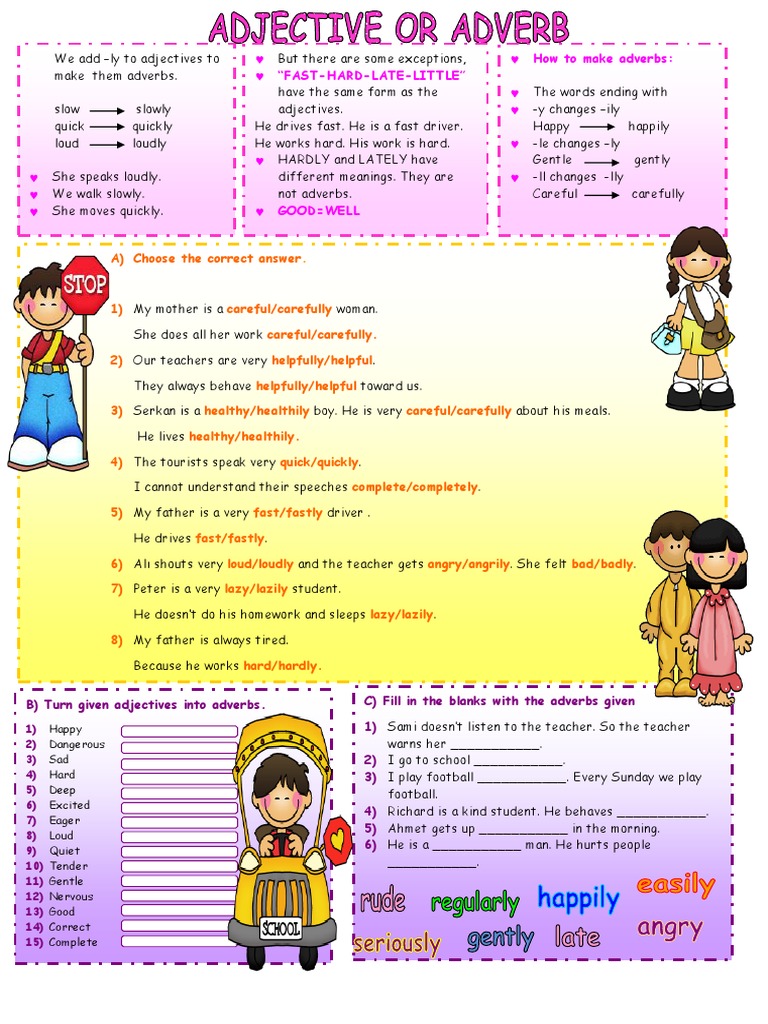 ADJECTIVE OR ADVERB Exercises+ | PDF | Adverb | Linguistics