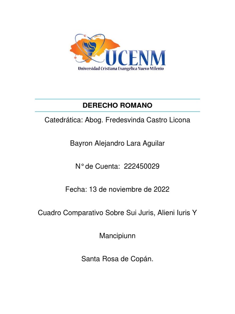 Lara - B - U2 - Cuadro Comparativo Sobre Sui Juris, Alieni Iuris Y ...