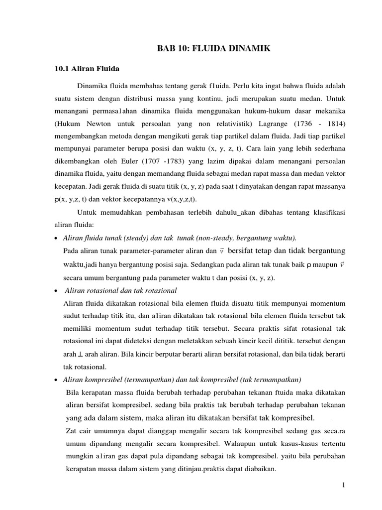 Fisika DasaR - BAB 10 - Fluida Dinamik | PDF